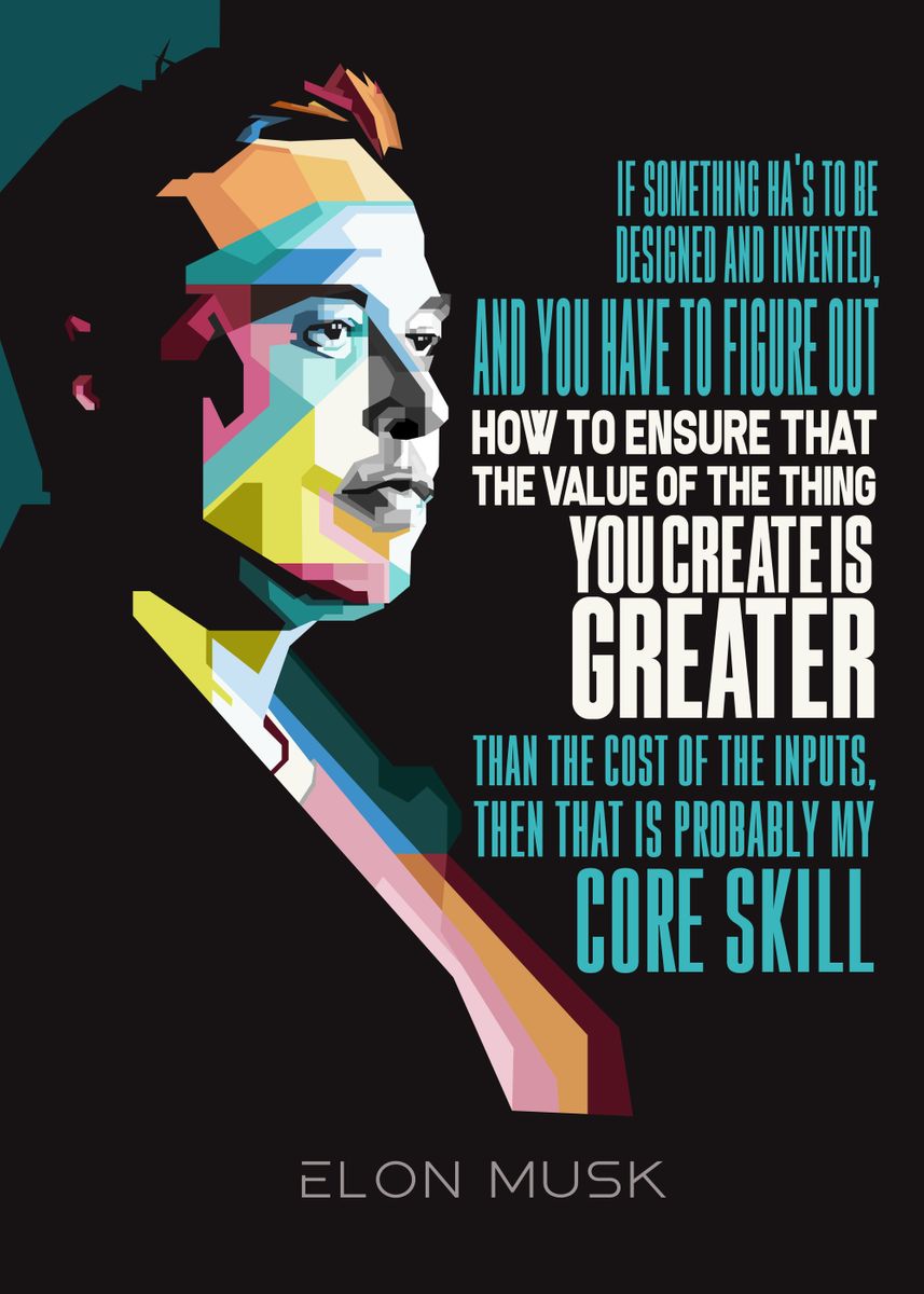 '01 Elon musk' Poster, picture, metal print, paint by Reno Marino ...