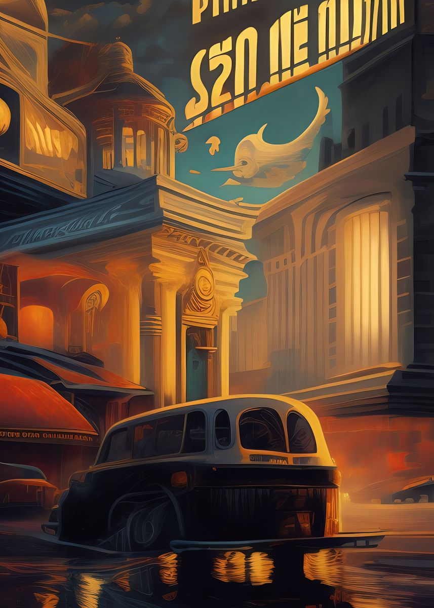 'Shen City Street Car' Poster, picture, metal print, paint by Laurie ...