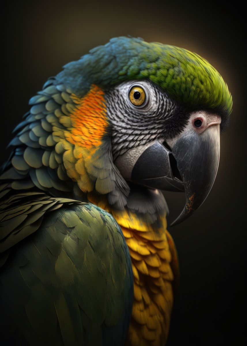 'Parrot portrait' Poster, picture, metal print, paint by Byrdyak | Displate