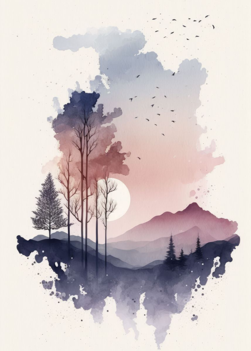 'Watercolor Naturescape ' Poster, picture, metal print, paint by ...