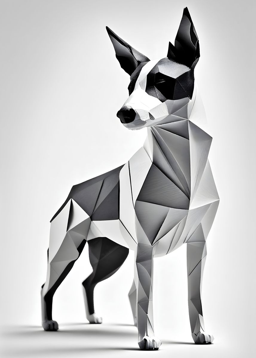 'Basenji' Poster, picture, metal print, paint by DigitalOrigamiArtist | Displate