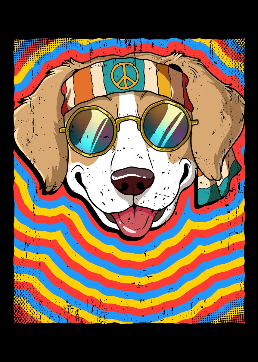 'Dog Psychedelic' Poster, picture, metal print, paint by PxL | Displate