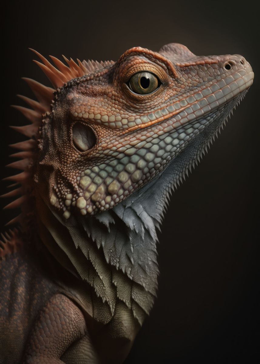 'Lizard portrait' Poster, picture, metal print, paint by Byrdyak | Displate