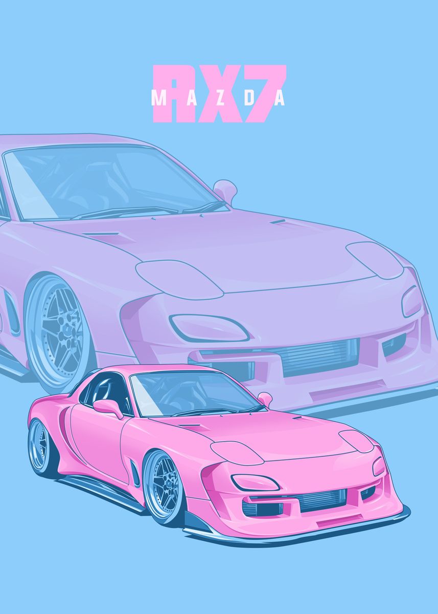 'mazda rx 7 pink' Poster, picture, metal print, paint by capture art ...