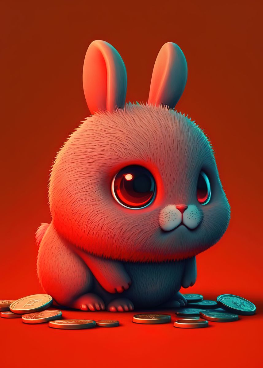 'cute rabbit ' Poster, picture, metal print, paint by David Diaz | Displate