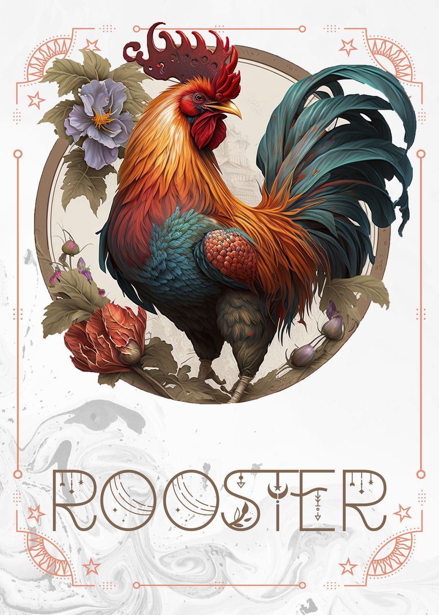 'Chinese Rooster Zodiac' Poster, picture, metal print, paint by Stefan ...