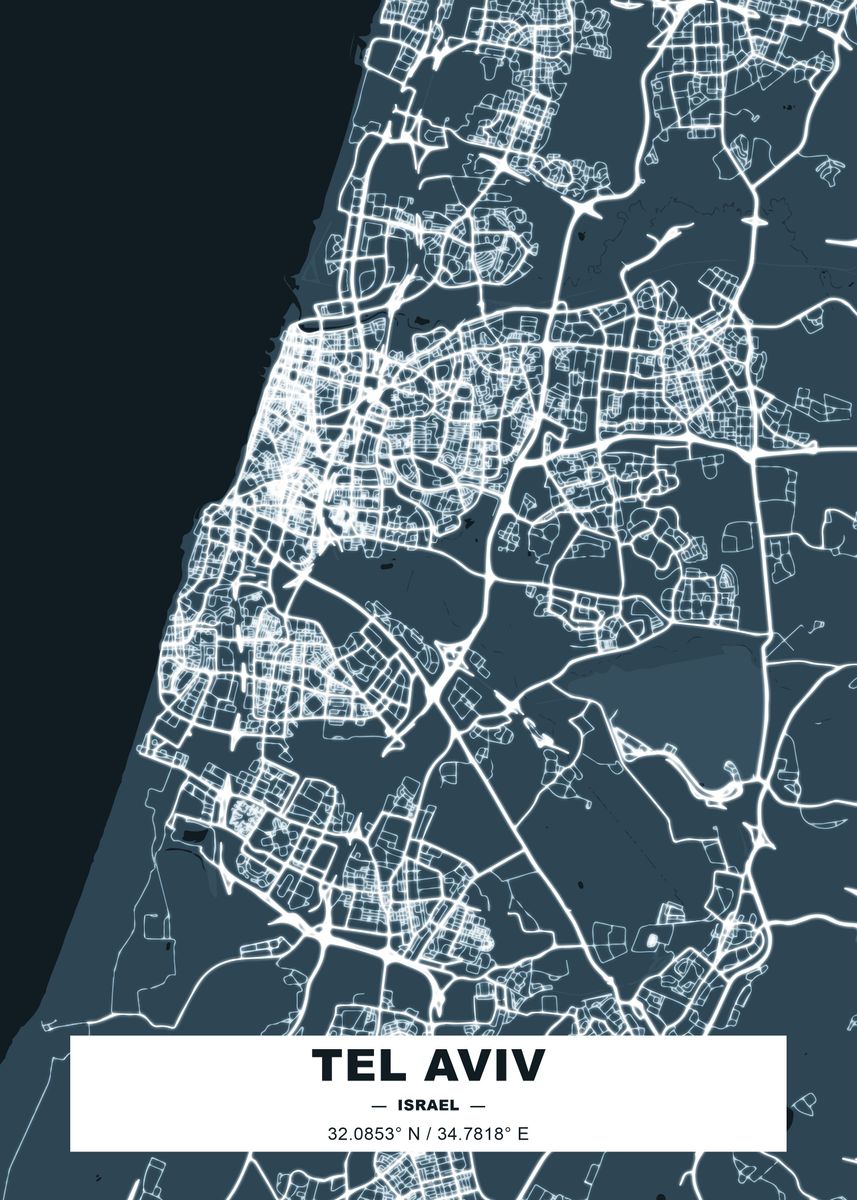 'Tel Aviv' Poster, picture, metal print, paint by Bo Kev | Displate