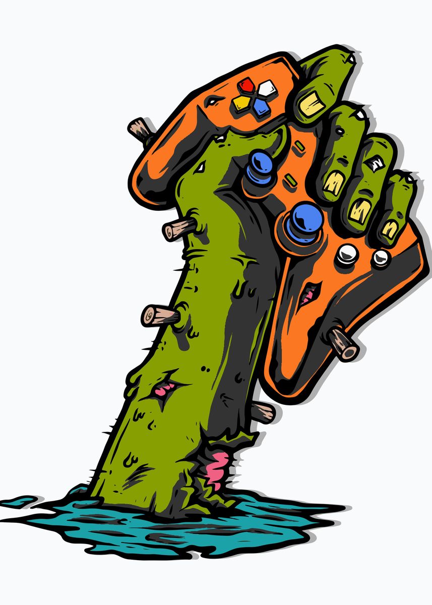 'Zombie hands playing game' Poster, picture, metal print, paint by ...