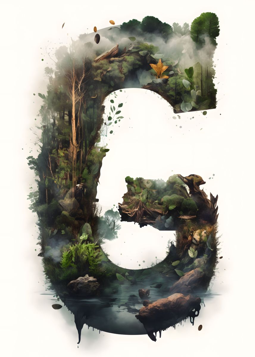'Letter G Double Exposure' Poster, picture, metal print, paint by ...