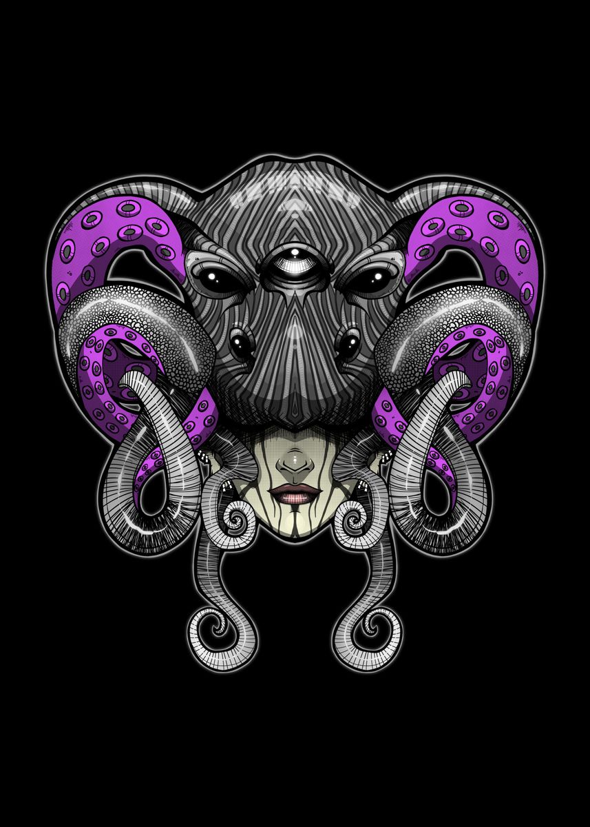 'Squid Queen' Poster, picture, metal print, paint by UmbralLunacy ...