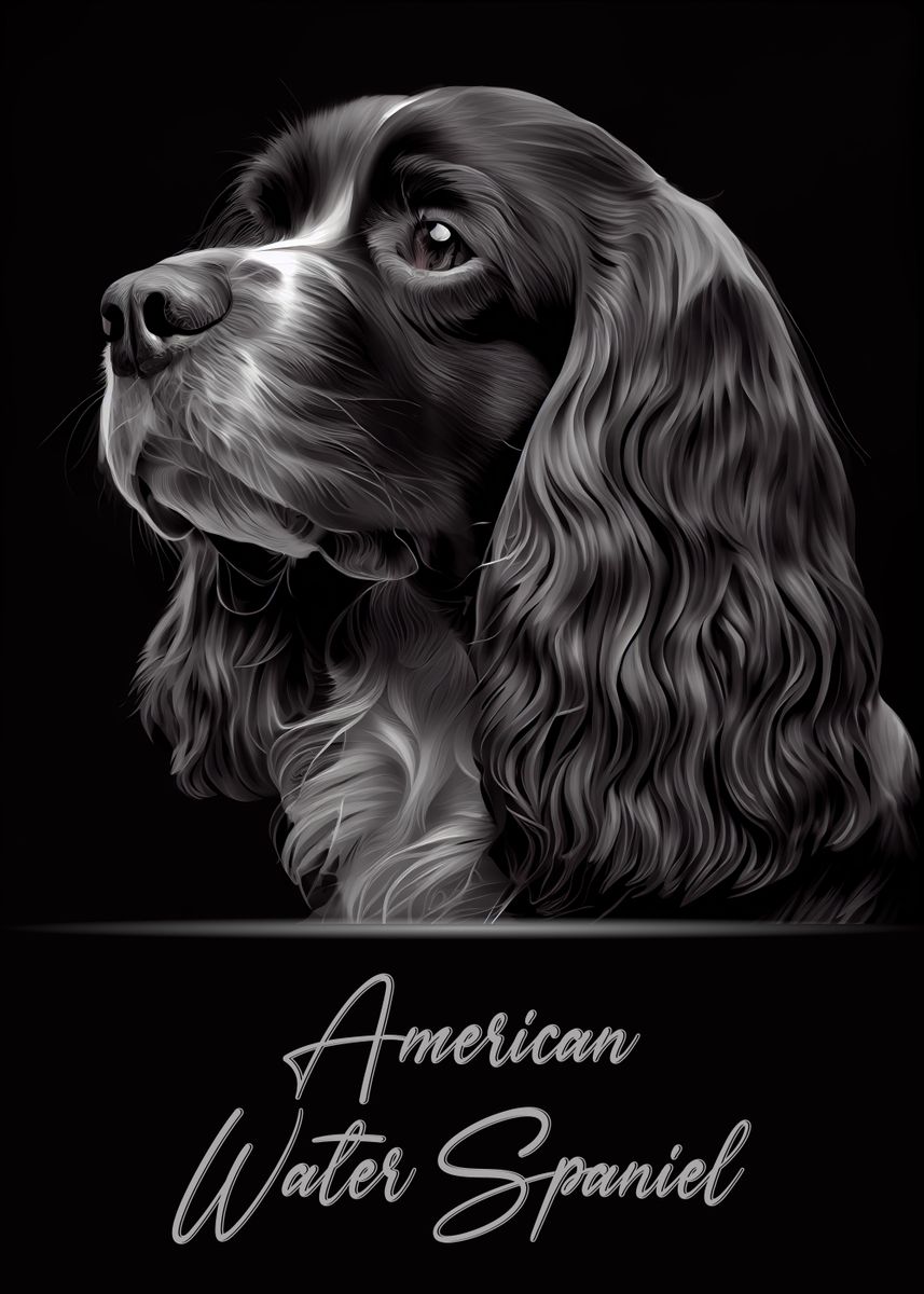 'American Water Spaniel' Poster, picture, metal print, paint by ...