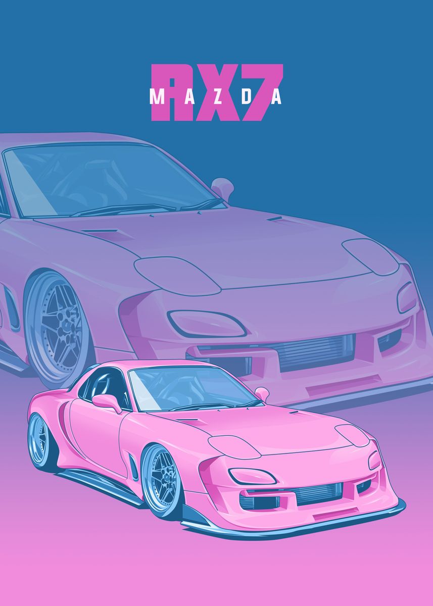 'mazda rx 7 pink' Poster, picture, metal print, paint by capture art ...