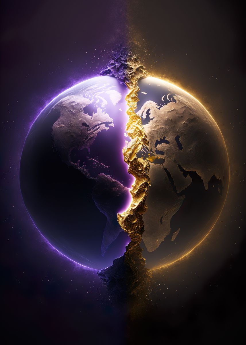 'Divided Earth' Poster, picture, metal print, paint by AyrioArt | Displate