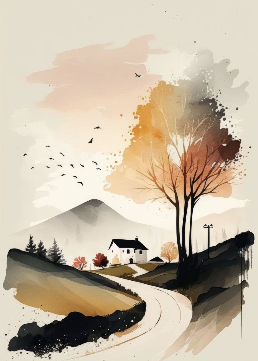 'Watercolor Naturescape ' Poster, picture, metal print, paint by ...