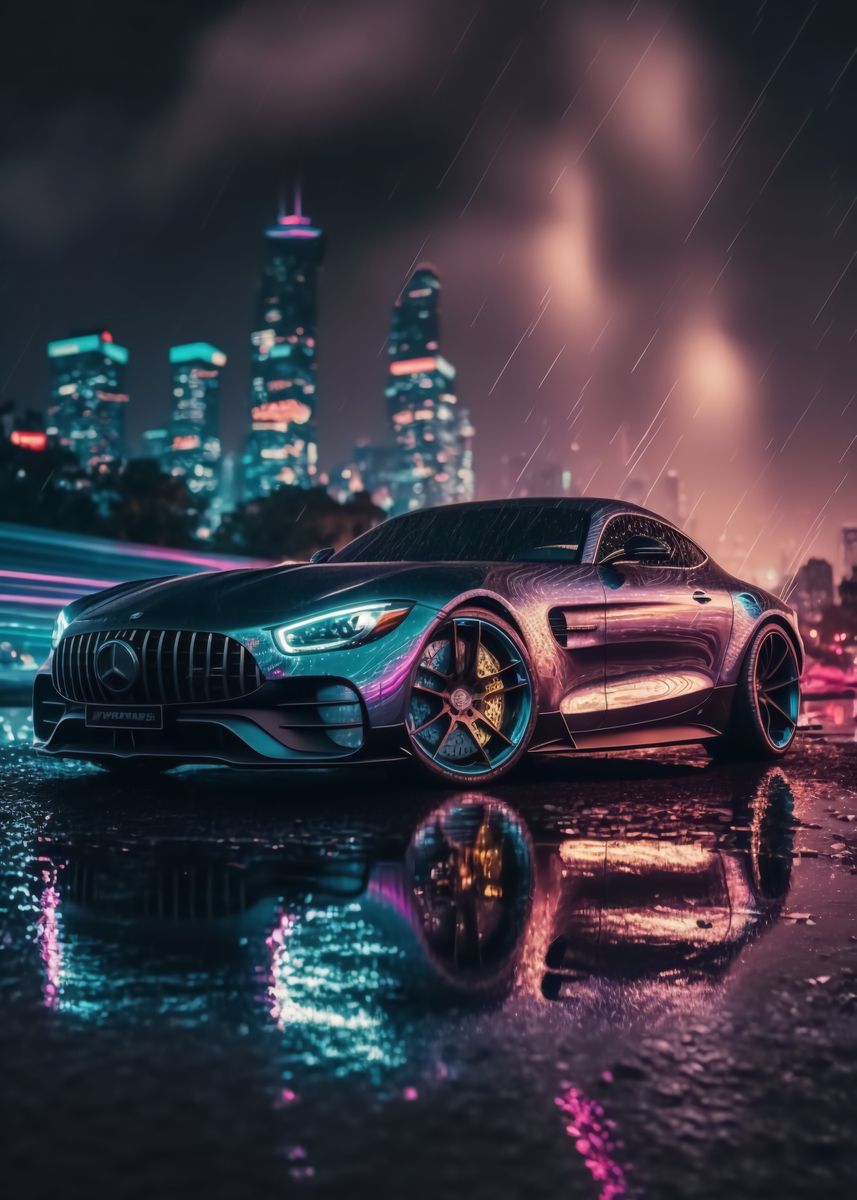 'Chrome Mercedes AMG GT' Poster, picture, metal print, paint by ...