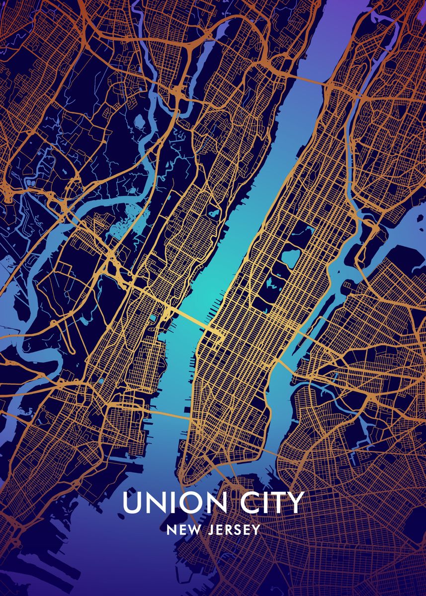 'Union city' Poster, picture, metal print, paint by Miracle Studio ...