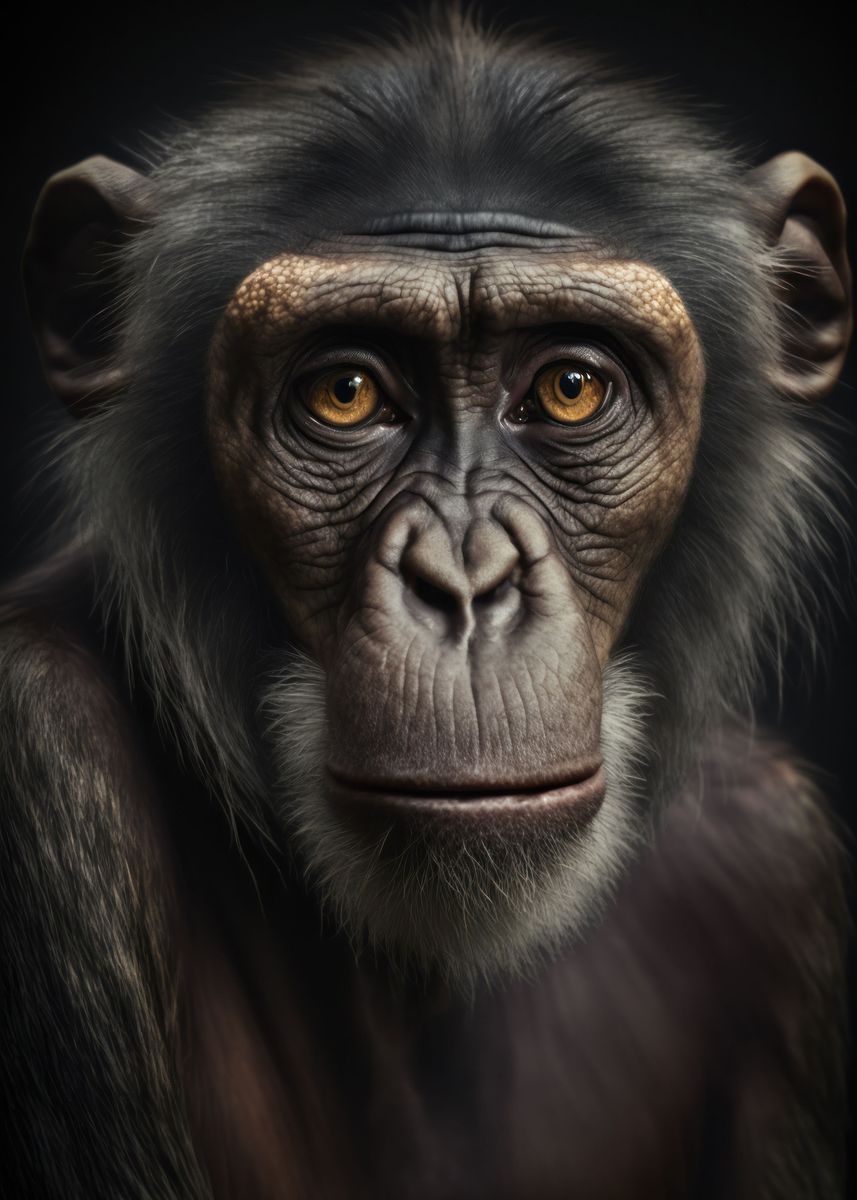 'Monkey portrait' Poster, picture, metal print, paint by Volodymyr ...