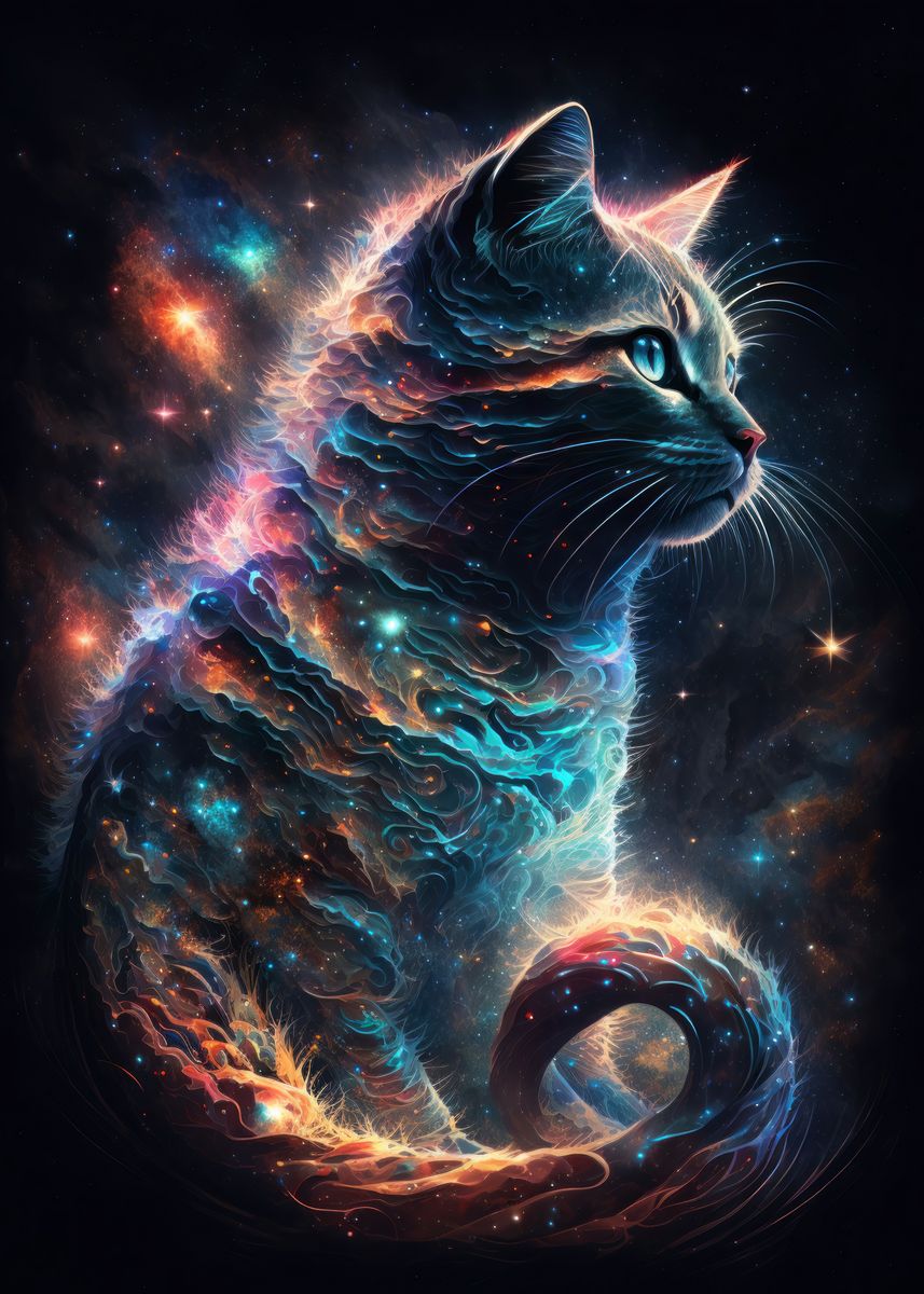 'Nebula Kitten v2' Poster, picture, metal print, paint by Isobel ...