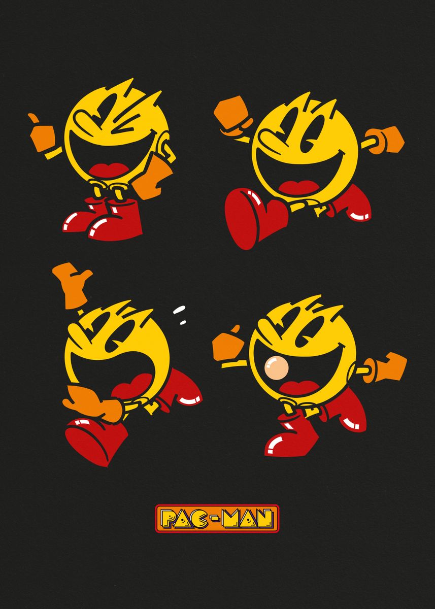 'Four PAC-MANs' Poster, picture, metal print, paint by PAC-MAN | Displate