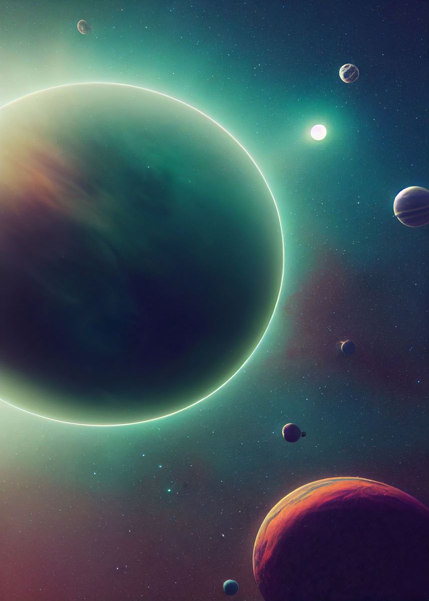 'Planets in sideral space' Poster, picture, metal print, paint by ...