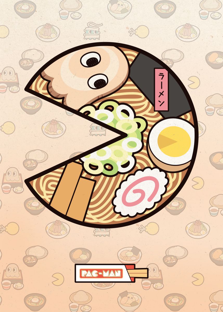 'PAC-MAN Ramen' Poster, picture, metal print, paint by PAC-MAN | Displate