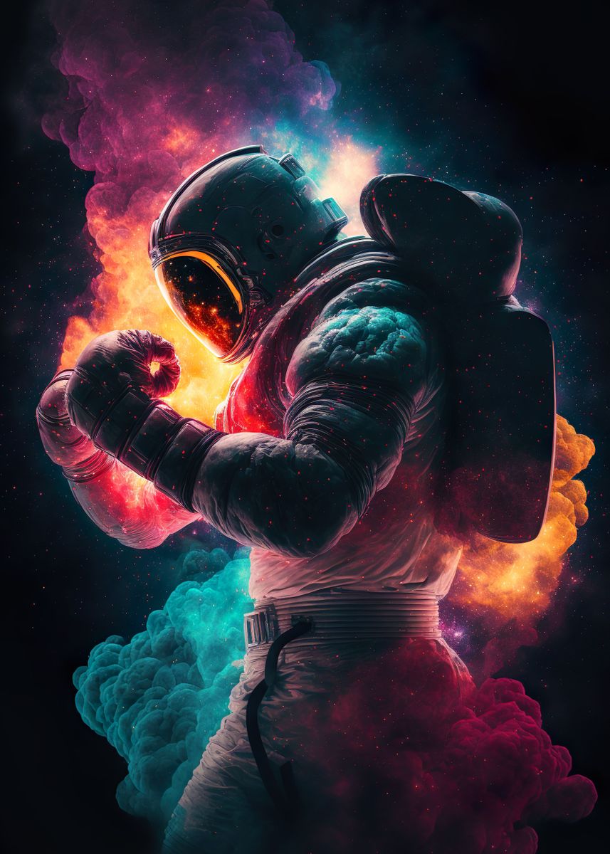 'Boxing Astronaut' Poster, picture, metal print, paint by AyrioArt ...