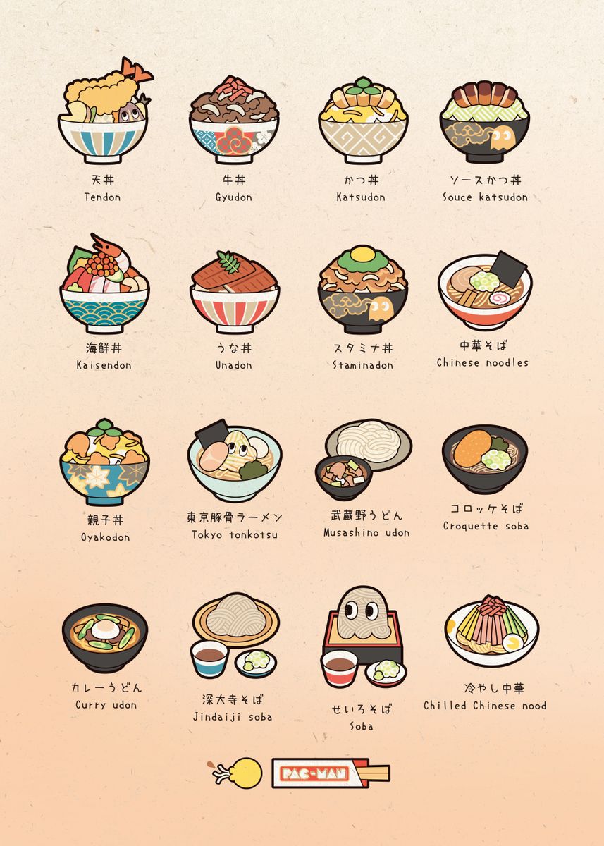 'PAC-MAN Noodles' Poster, picture, metal print, paint by PAC-MAN | Displate