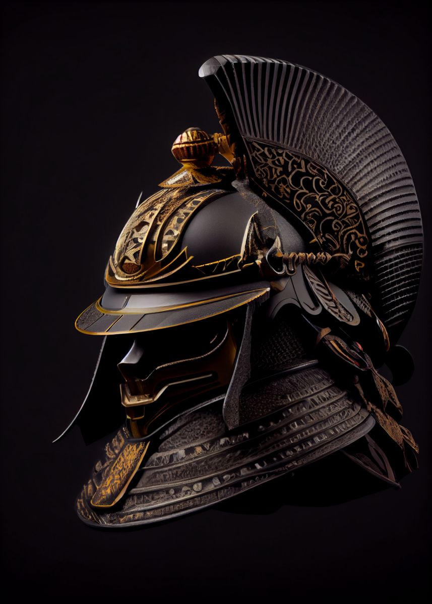 'Samurai Warrior Helmet' Poster, picture, metal print, paint by ...