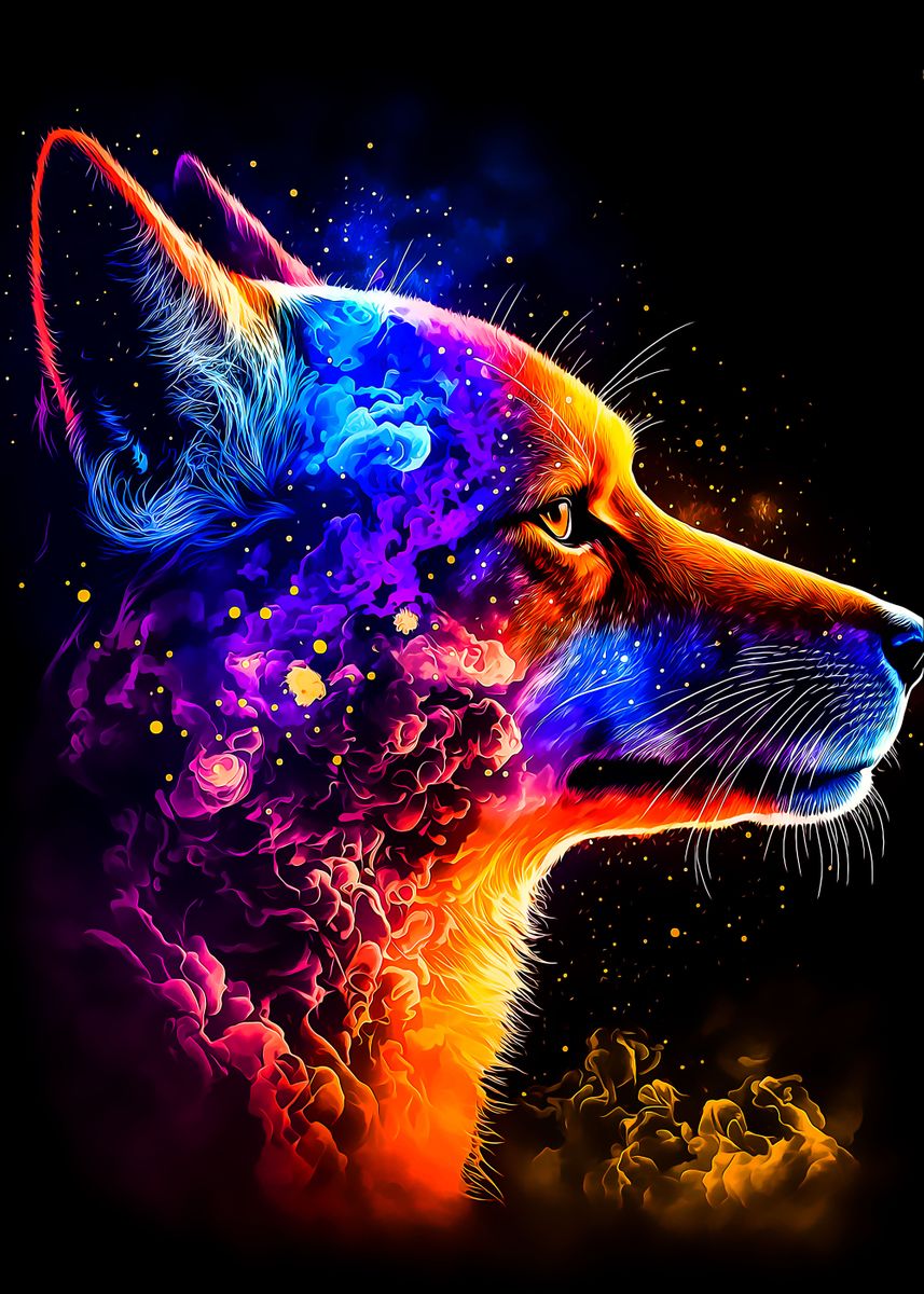 'Fox' Poster, picture, metal print, paint by Tiker Arts | Displate