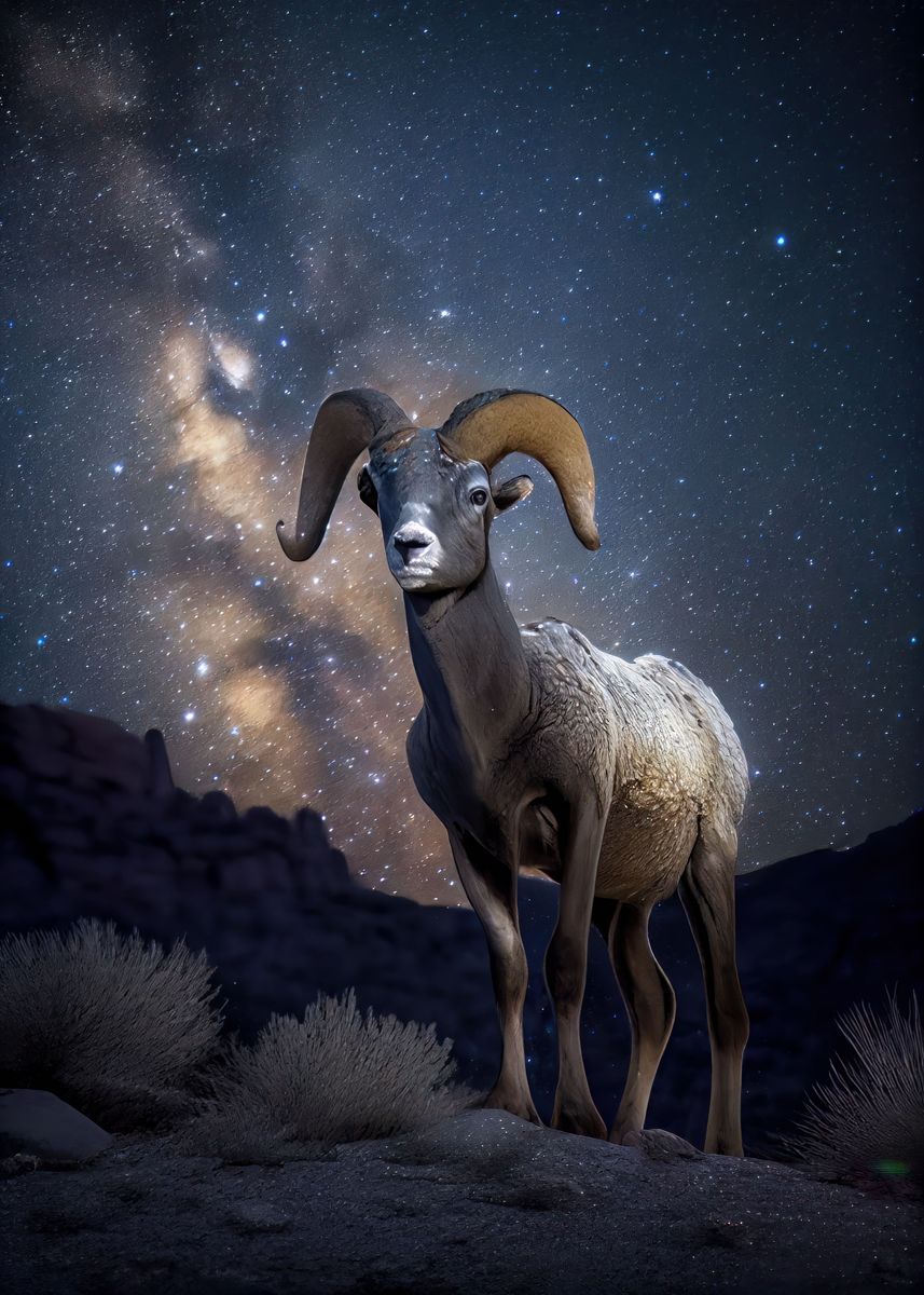 'Bighorn Sheep under Stars' Poster by Scott Prokop | Displate