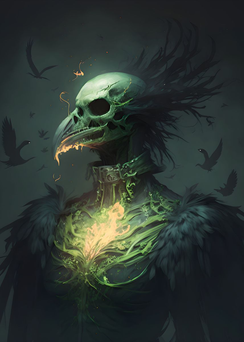 'Bone Bird' Poster, picture, metal print, paint by Jai Kingsdale | Displate