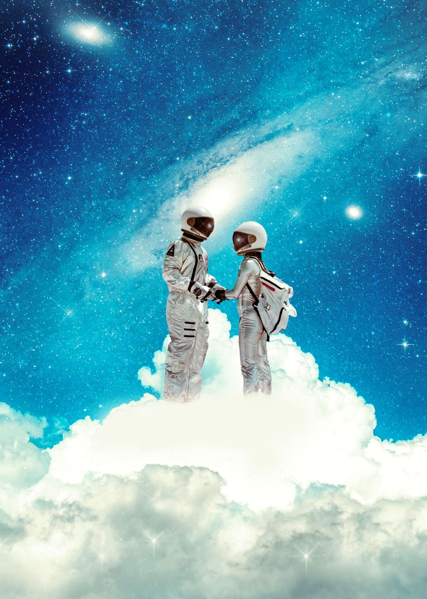 'Astronaut in Love ' Poster, picture, metal print, paint by Yasmine psd ...