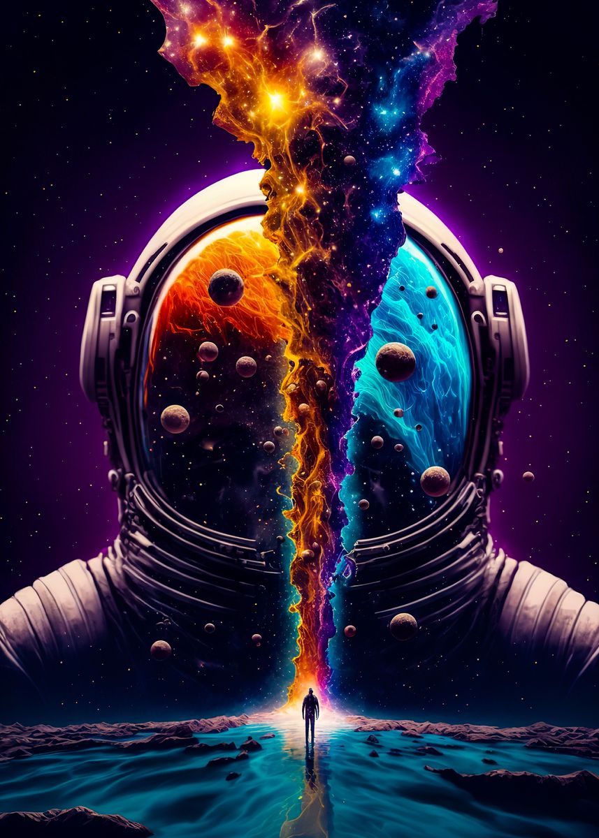 'cosmic astronaut' Poster, picture, metal print, paint by mark viraj ...