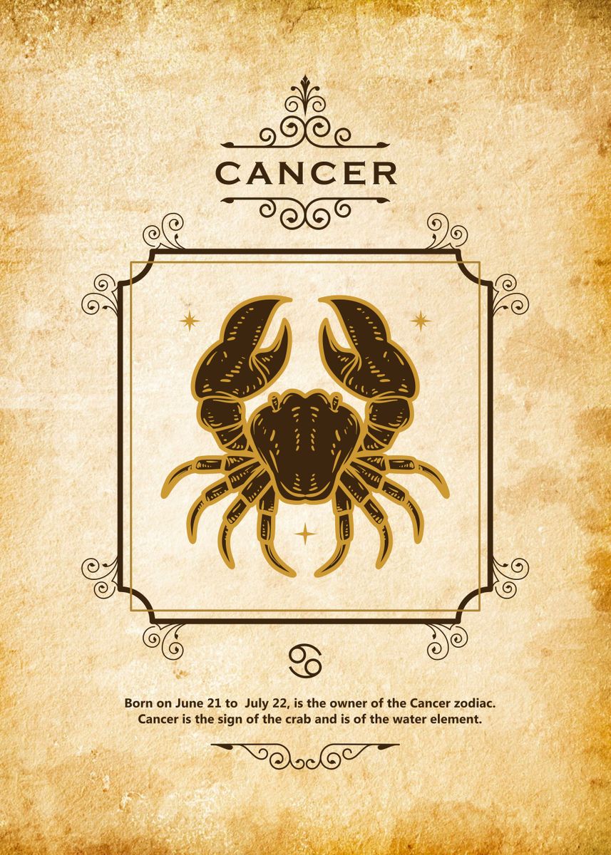 'cancer retro zodiac' Poster, picture, metal print, paint by yunur ...