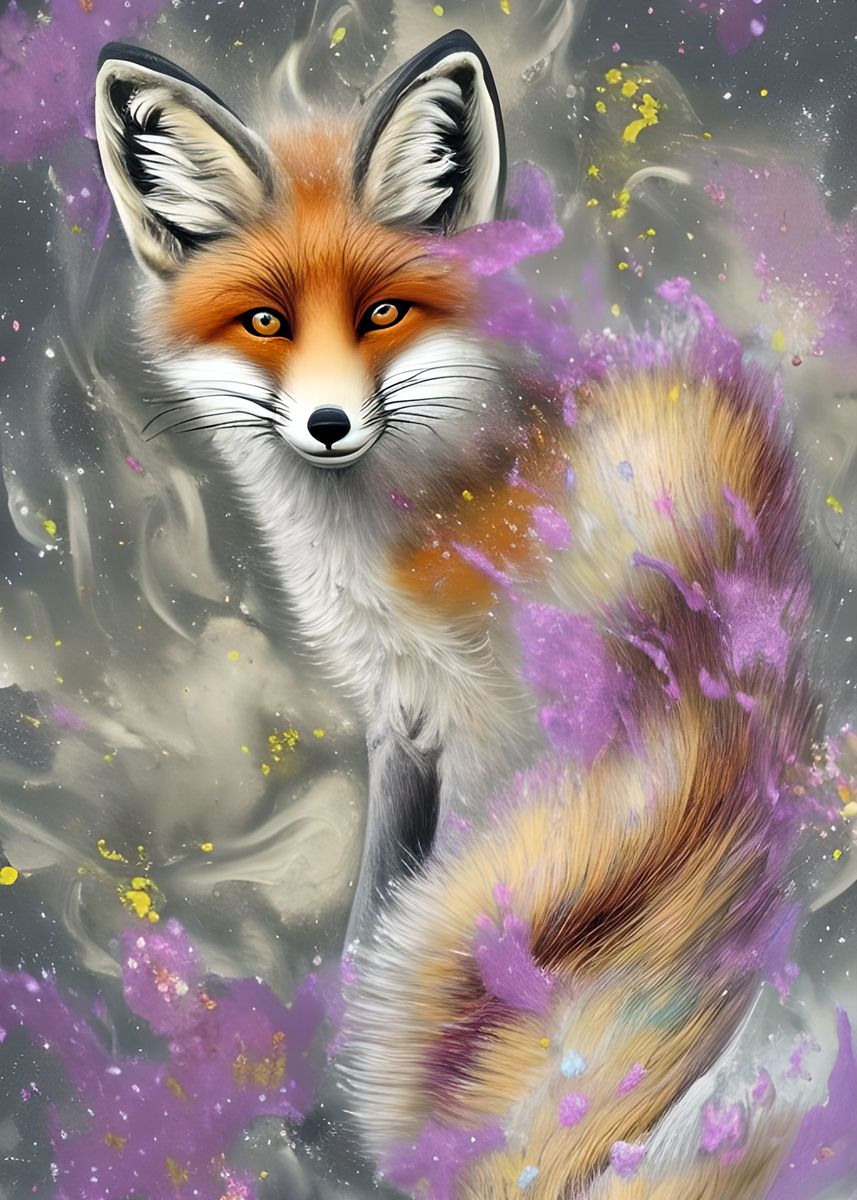 'Cute Fox Animal' Poster, picture, metal print, paint by Max Ronn ...