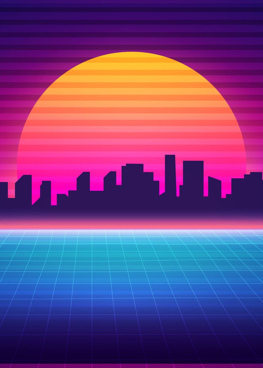 'Synthwave City' Poster, picture, metal print, paint by crbn design ...