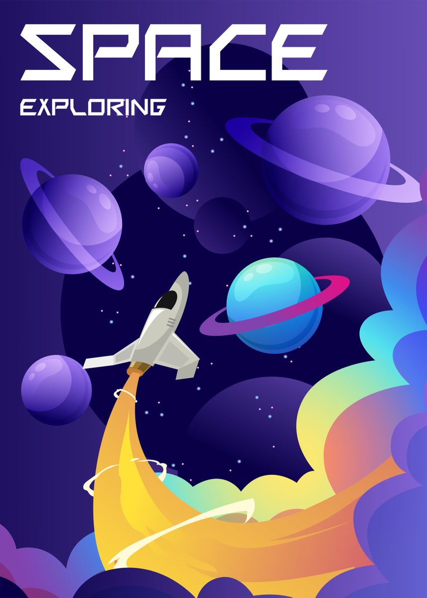 'Space Exploring' Poster, picture, metal print, paint by Yuu | Displate