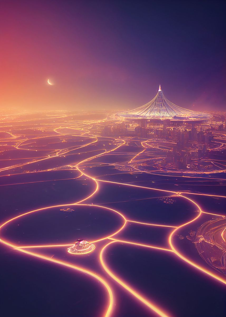 'Modern city in dark planet' Poster, picture, metal print, paint by ...