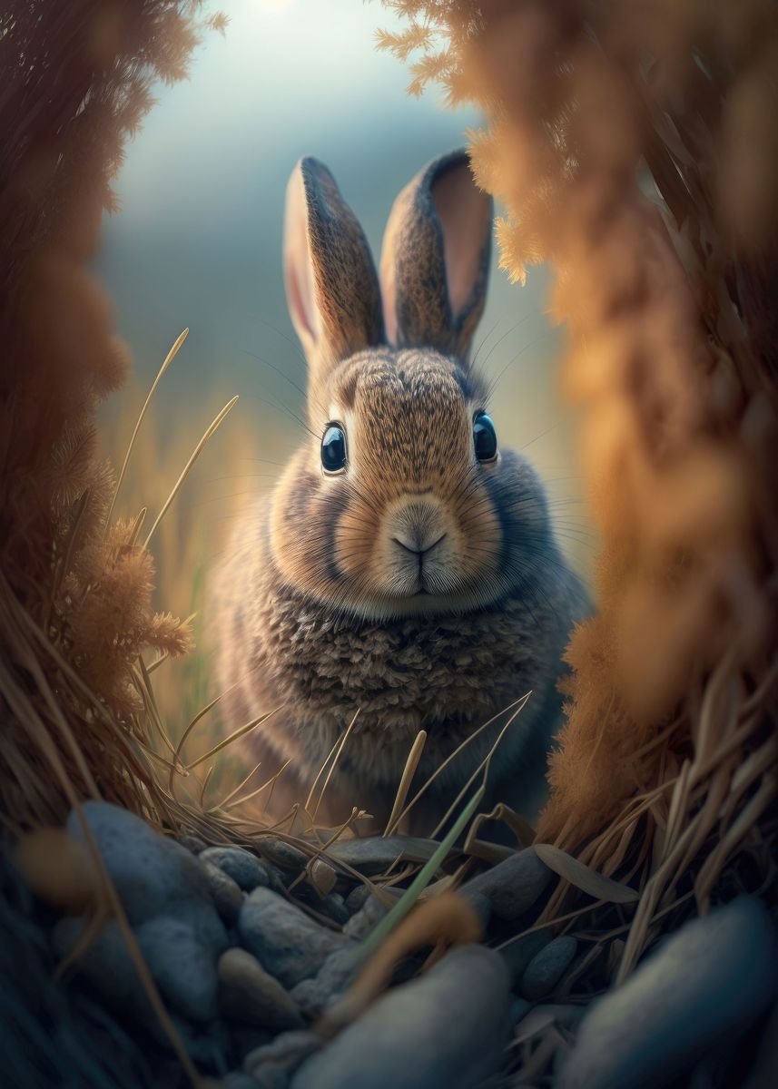 'Rabbit looks curious' Poster, picture, metal print, paint by Michael ...