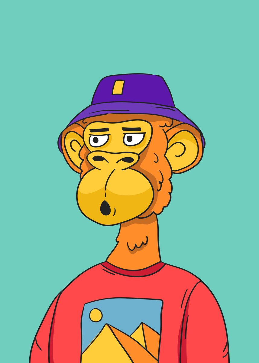 'Hand drawn nft style ape' Poster, picture, metal print, paint by Le ...