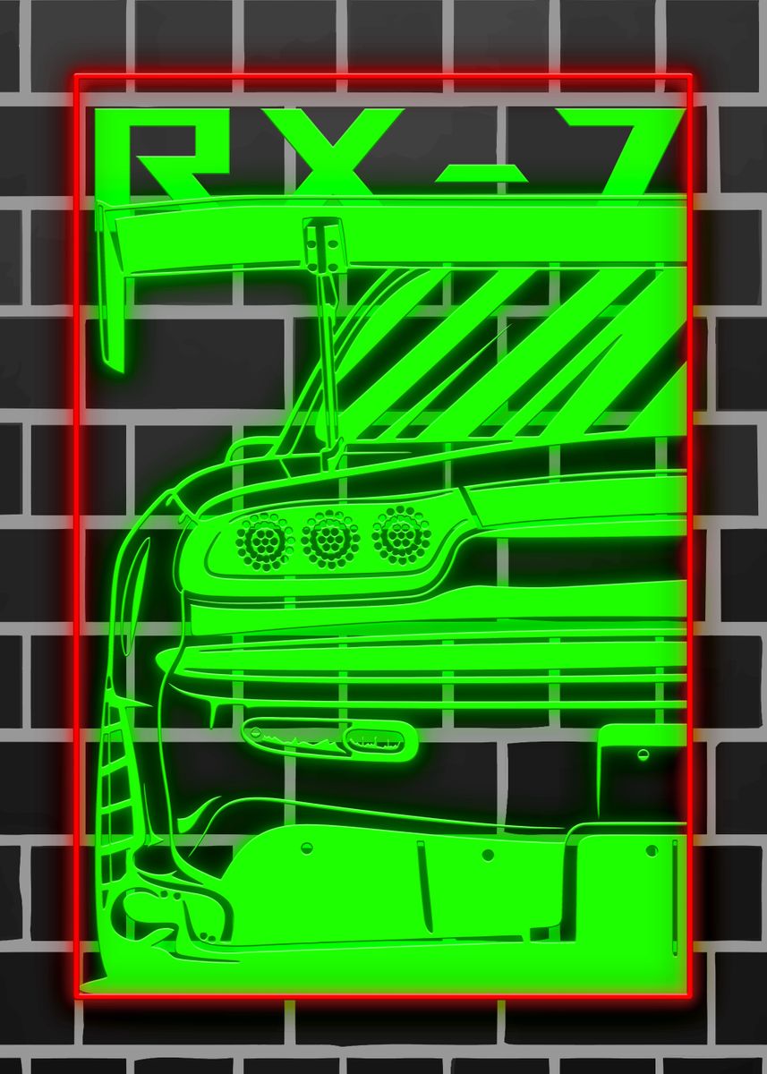 'Mazda RX-7' Poster, picture, metal print, paint by Neon Art Glowing ...