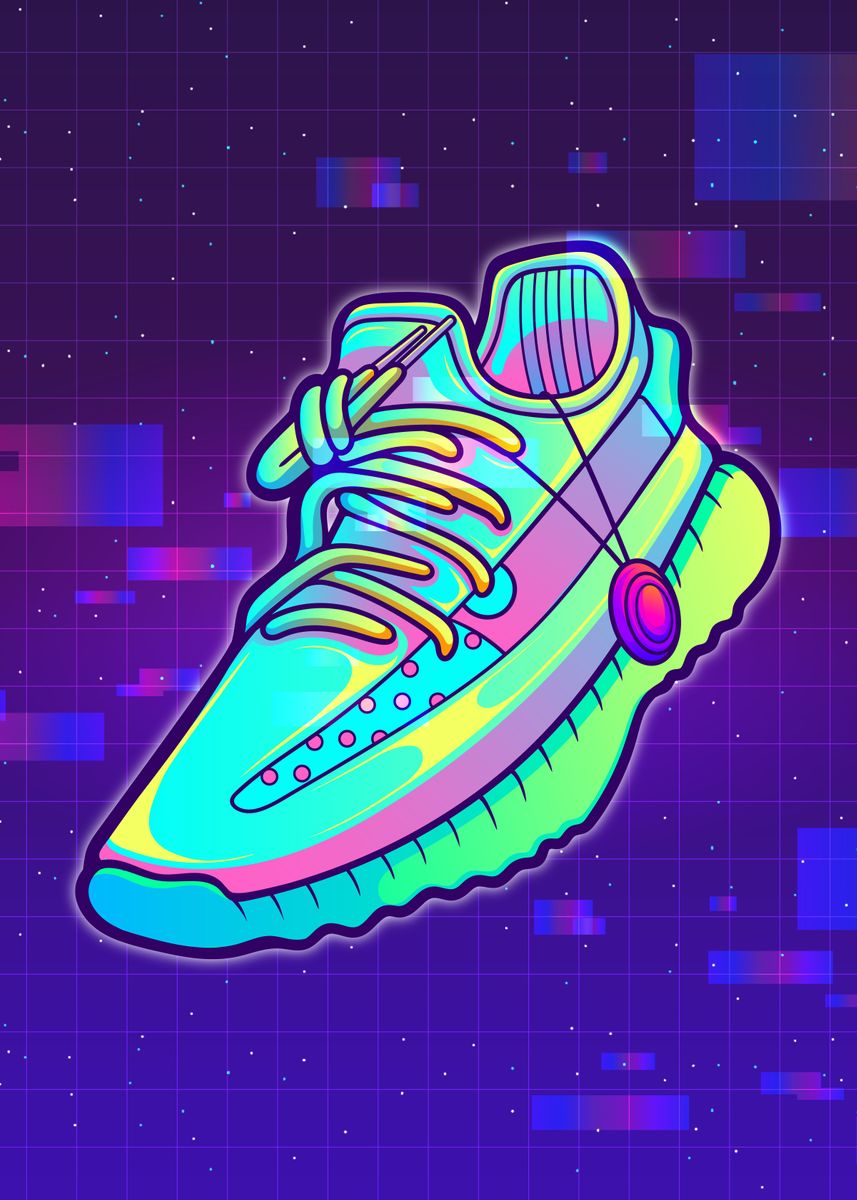 'Yeezyy Neon Shoe' Poster, picture, metal print, paint by Mikhaila ...
