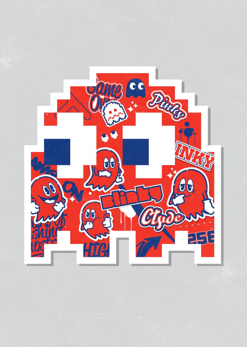 'Red Ghost - Shadow' Poster, picture, metal print, paint by PAC-MAN ...