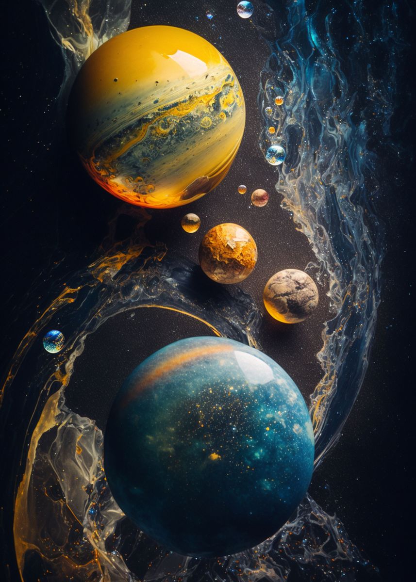 'Glass planets' Poster, picture, metal print, paint by Teriakos | Displate
