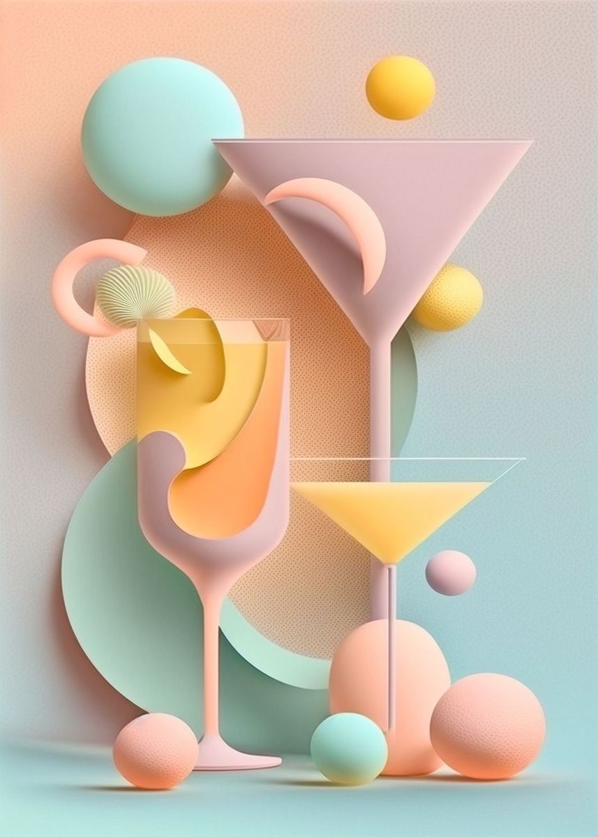 'Abstract Wine Glasses' Poster, picture, metal print, paint by Steel ...