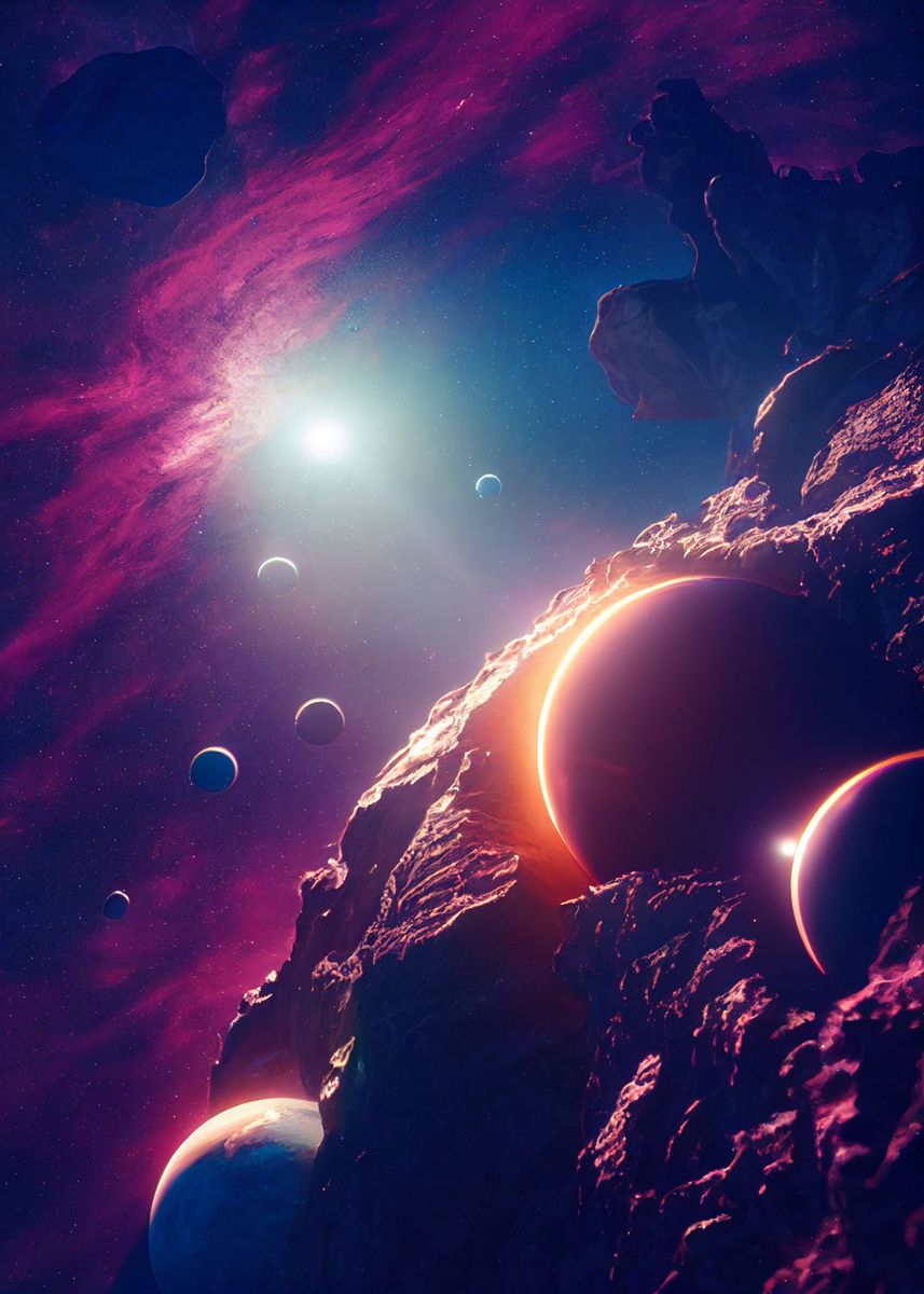 'Planets in sideral space' Poster, picture, metal print, paint by ...