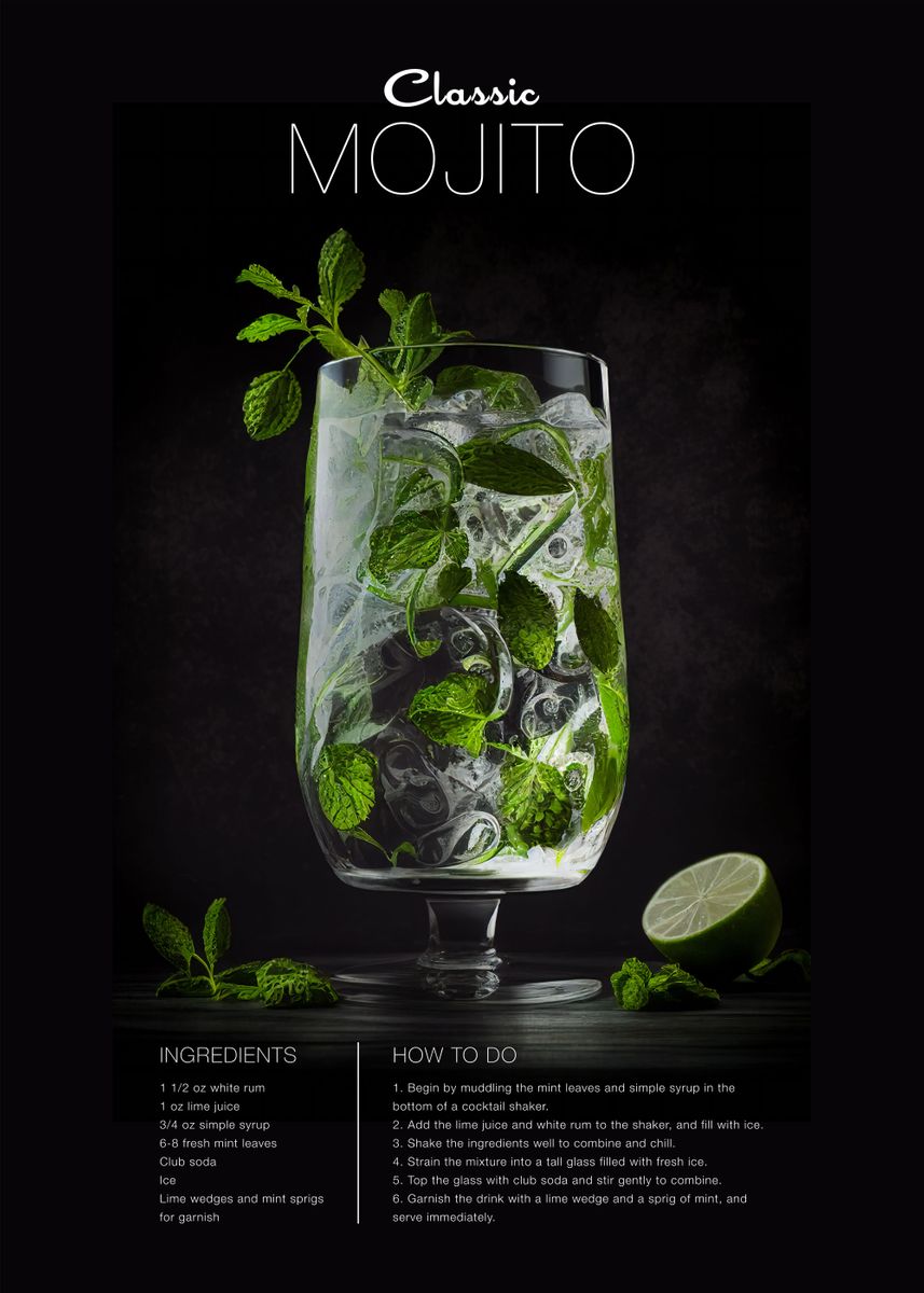 'Mojito Cocktail' Poster, picture, metal print, paint by Digital Arts ...