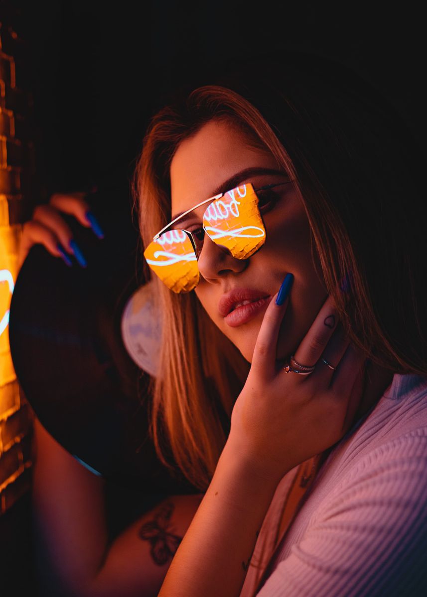 'Vinyl Girl' Poster, picture, metal print, paint by Finnick | Displate