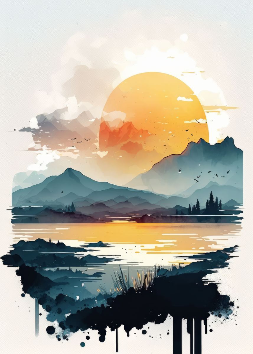 'Watercolor Naturescape ' Poster, picture, metal print, paint by ...