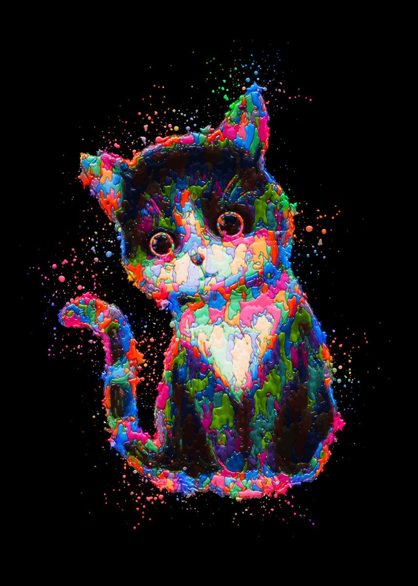 'Cat Painting ' Poster, picture, metal print, paint by Savinda | Displate